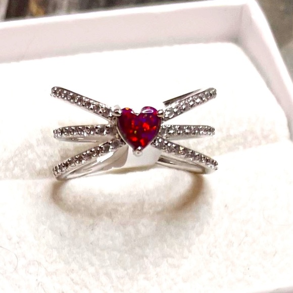 Bomb Party | Jewelry | Bomb Party Love Yourself Always Lab Grown Ruby Fire Opal Rhodium Plating ...